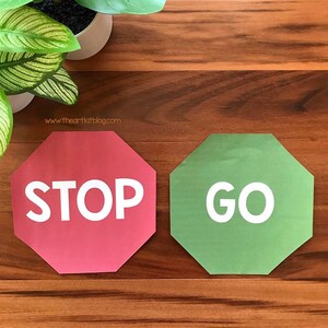 Stop Go Signs Printable, Practice Red Light Green Light, Kids ...