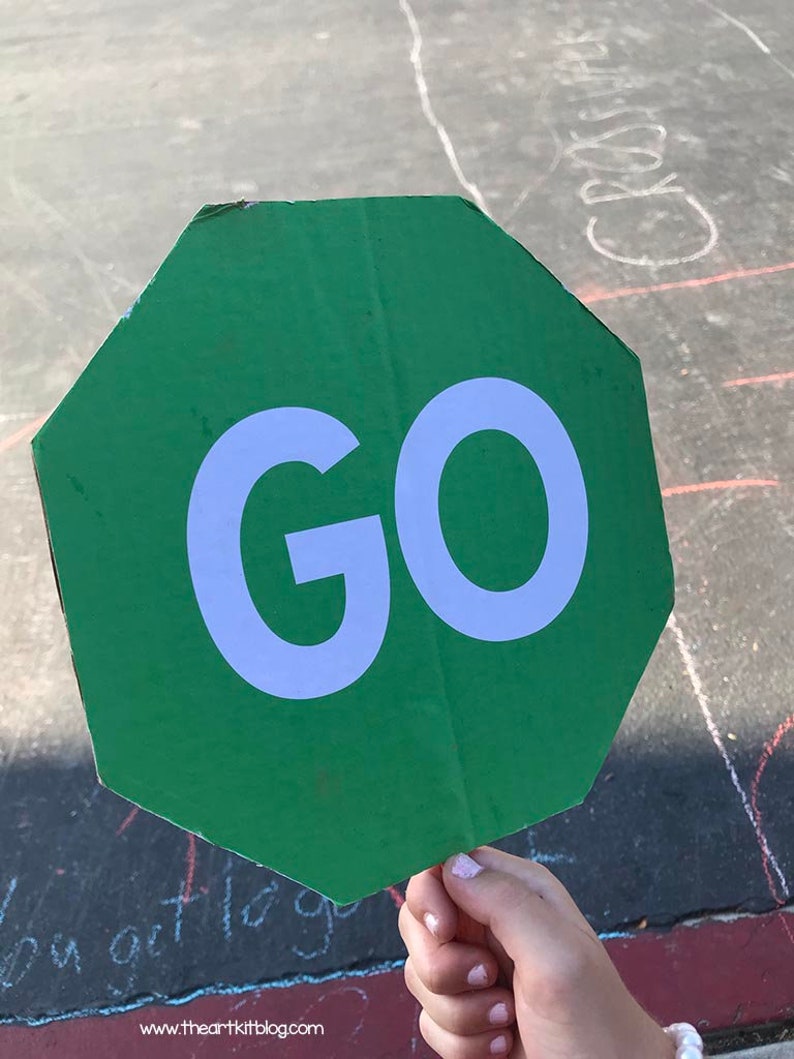 Stop Go Signs Printable, Practice Red Light Green Light, Kids ...