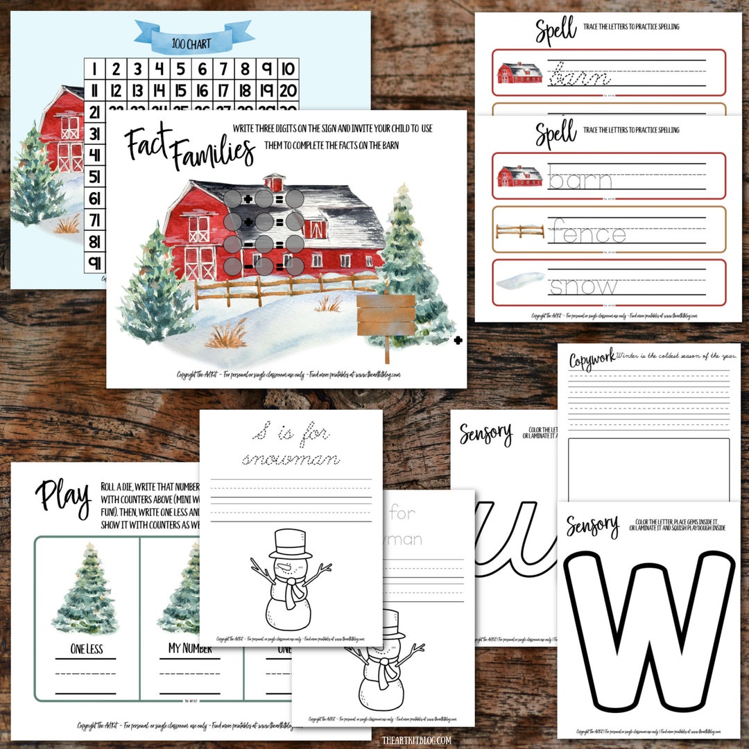 Winter Unit Study, Winter Homeschool Unit, Language Arts, Fact Families ...