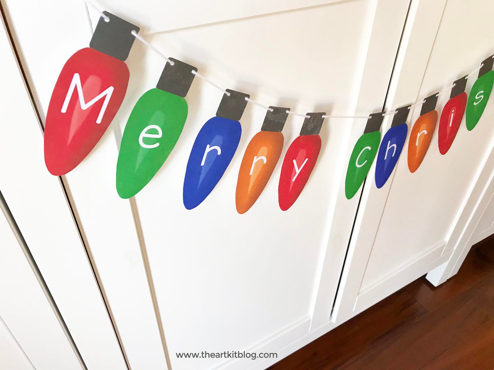 Merry Christmas Light Bulb Banner - Instant Download Printable - Easy ...