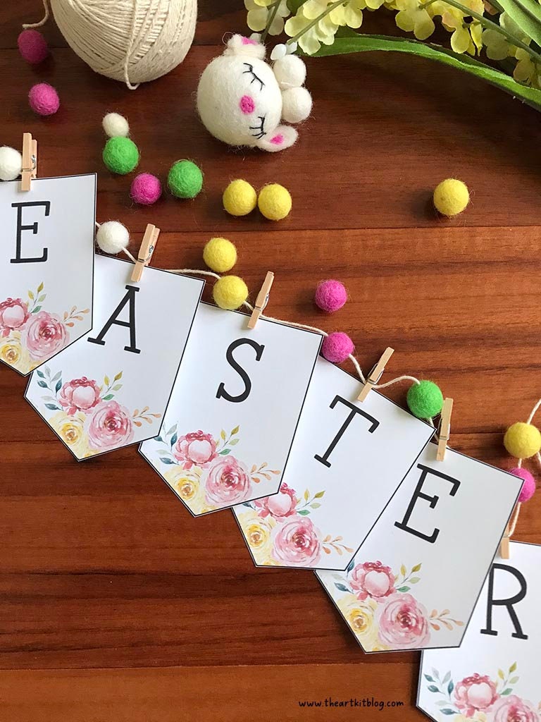 Printable Happy Easter Banner, Party Bunting, Spring Garland, Digital ...