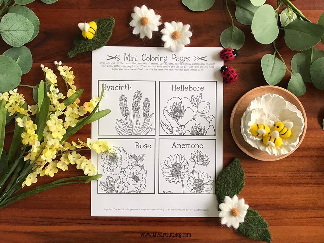 Mini Coloring Book With Flower Names, Mini Coloring Pages, Flower ...