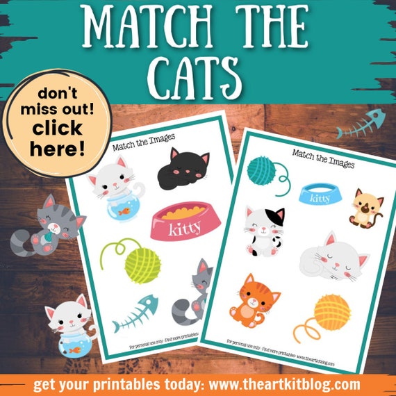 Match the Cats // Cute Matching Game for Kids // Homeschool - Etsy