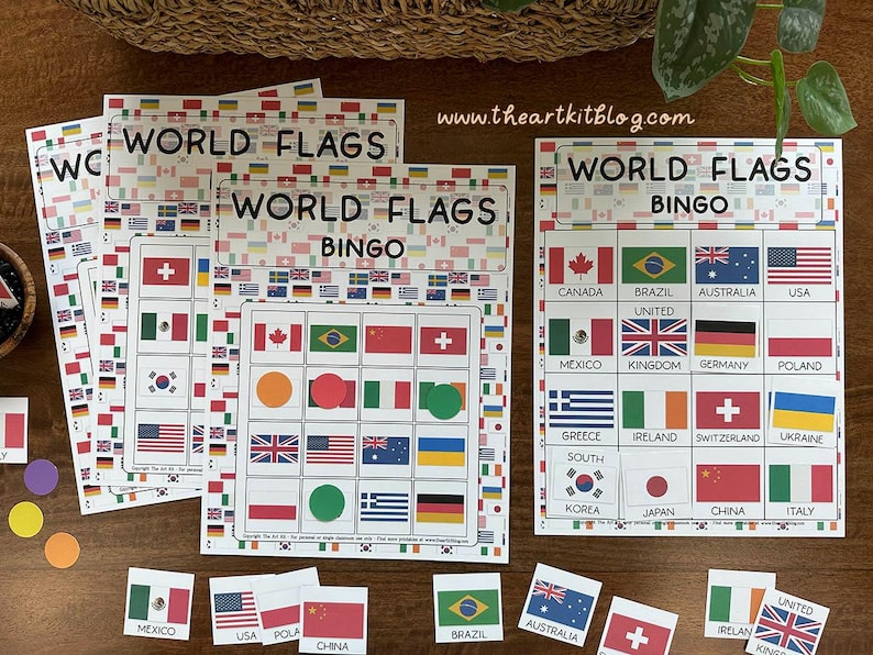 Flags of the World Bingo, Bingo Game Printable, Summer Games PDF, World ...