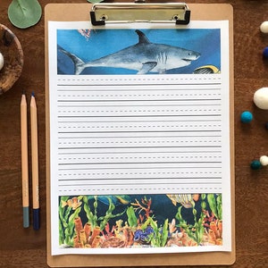 Printable Lined Paper With Sharks, Notebooking Pages, School Lined ...