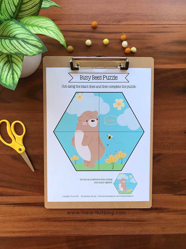 Bee Printable Puzzles, Honey Bee Puzzle, Preschoolers, Kindergarteners ...