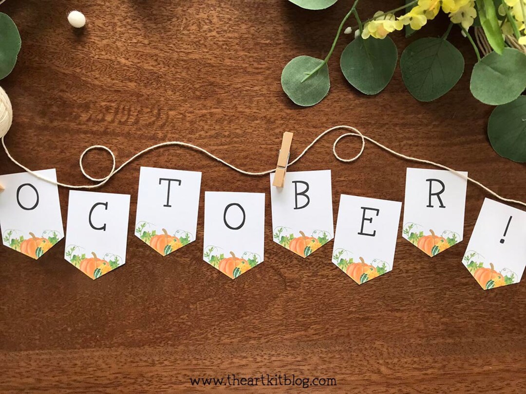 October Banner Printable, October Wall Art, Fall Printable Download ...