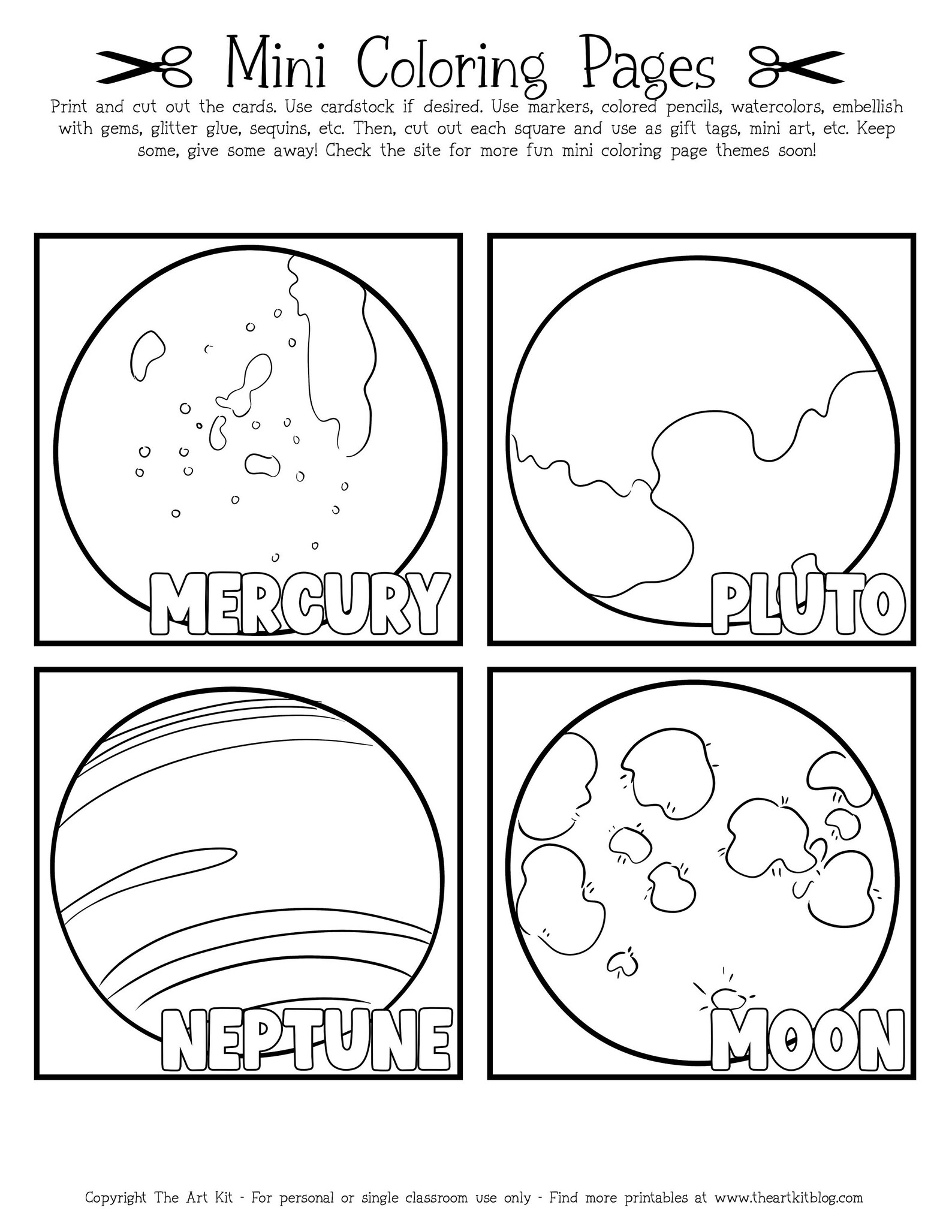 MINI Solar System Coloring Pages Book, 16 Mini Pages to Trace and Color ...