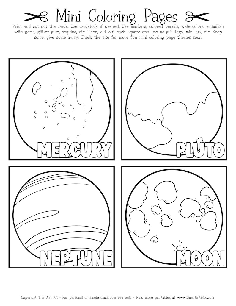 MINI Solar System Coloring Pages Book, 16 Mini Pages to Trace and Color ...