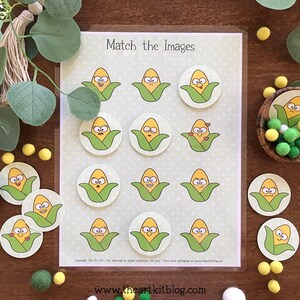 Cute Corn Face Memory Match Game Printable, Emoji Busy Book Page ...
