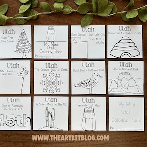 Mini UTAH Coloring Pages, 50 States Coloring Page, USA Homeschool ...