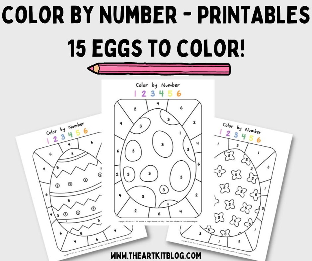 Easter Egg Color by Number Printables, Spring Worksheets for Kids - Etsy