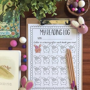 Printable Reading Log for Kids, Easter Books, Bunny, Track Reading ...