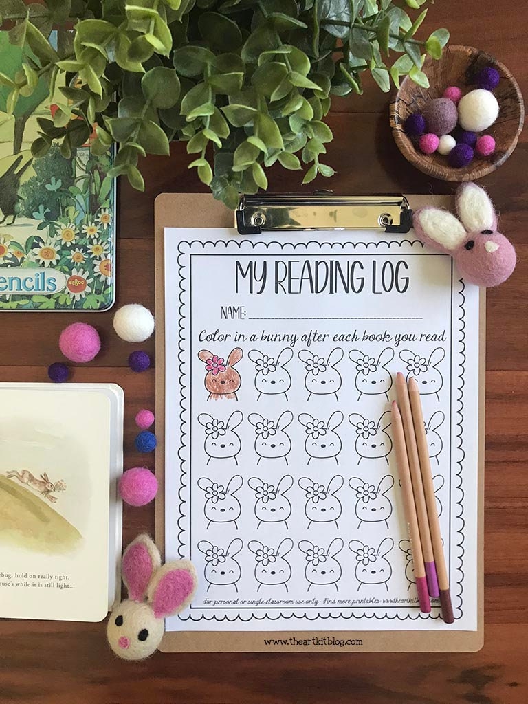 Printable Reading Log for Kids, Easter Books, Bunny, Track Reading ...
