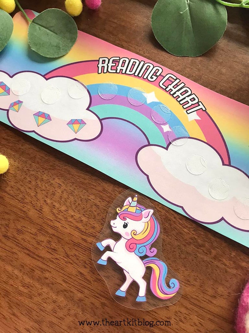UNICORN and RAINBOW Kid's Reading Log Chart Tracker, Printable Reading ...