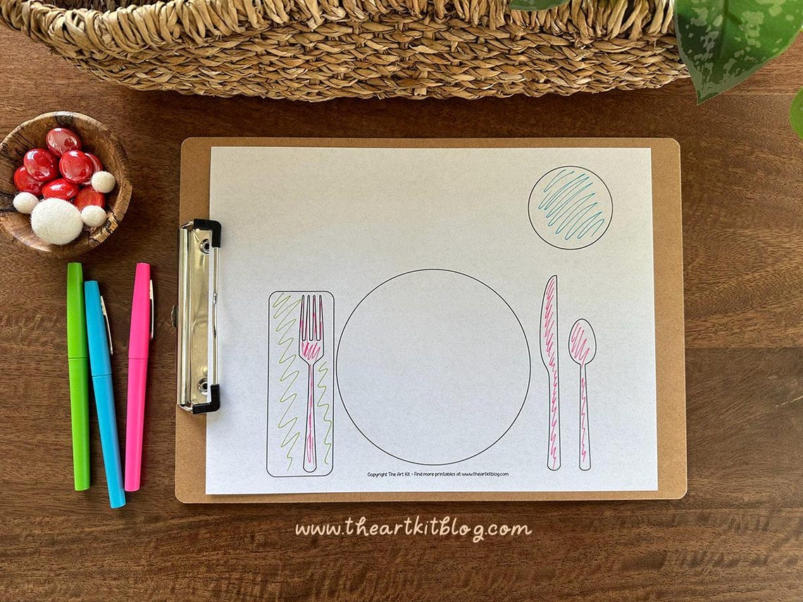 Table Setting Placemat Printables for Kids, Placemat Printable ...