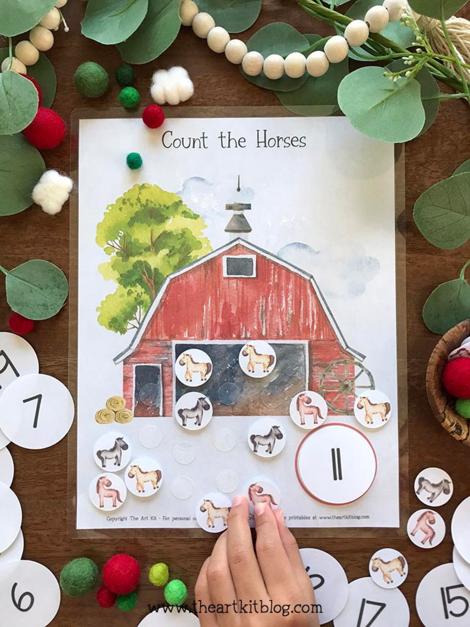 Count the Horses in the Barn Numbers Printable, Printable Activity for ...