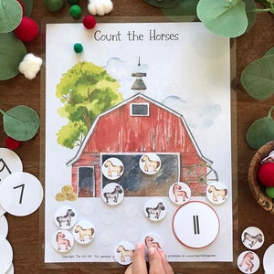 Count the Horses in the Barn Numbers Printable, Printable Activity for ...