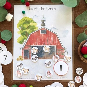 Count the Horses in the Barn Numbers Printable, Printable Activity for ...