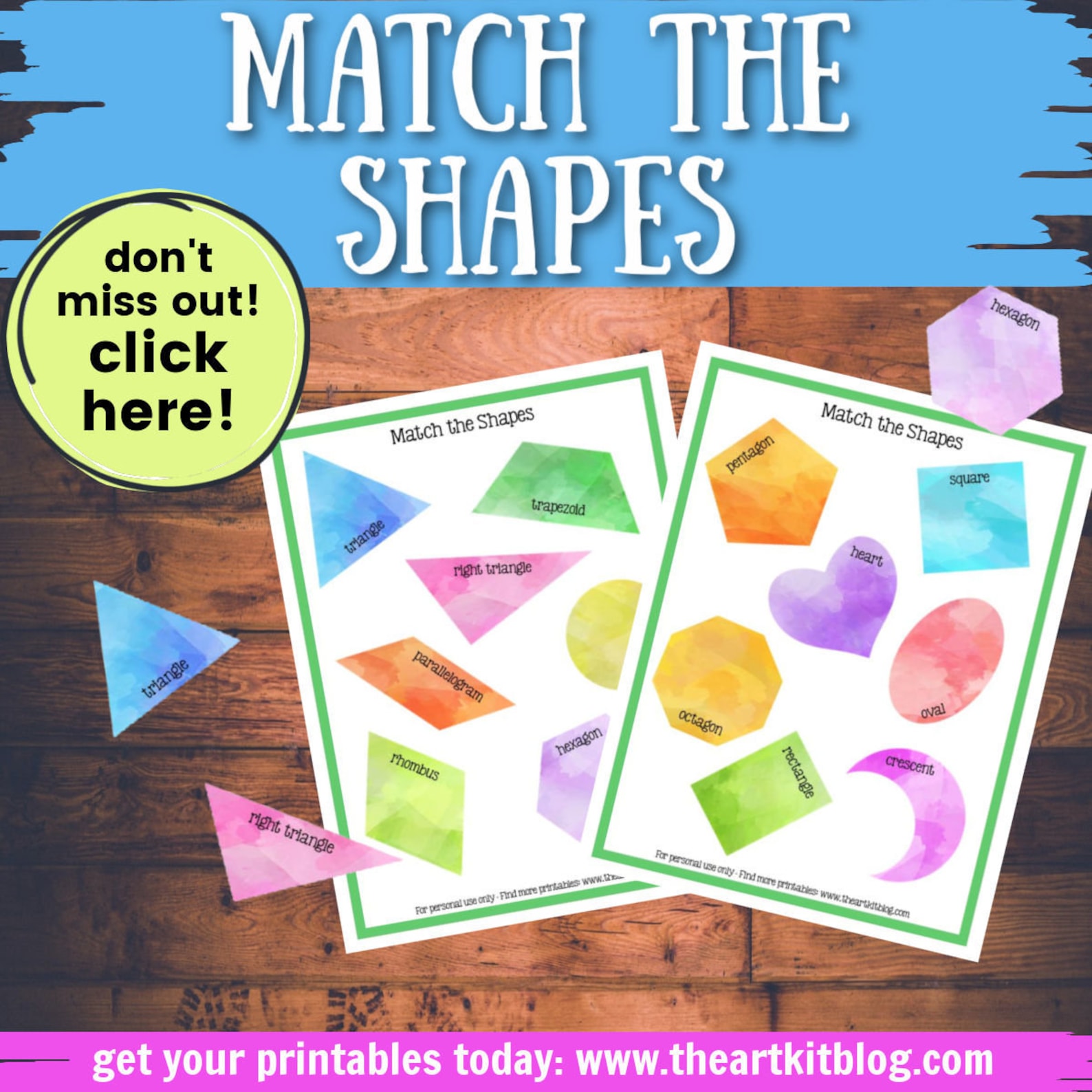 Shape Matching Printable Worksheets for Toddlers, Shape Match Activity ...