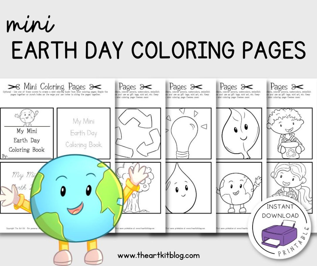 Mini Earth Day Coloring Book, Mini Coloring Pages, Earth Day Coloring ...