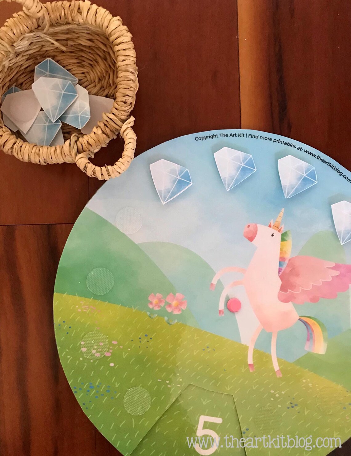 Printable Number Counting Wheel 1-12 // Unicorns and Gems // - Etsy