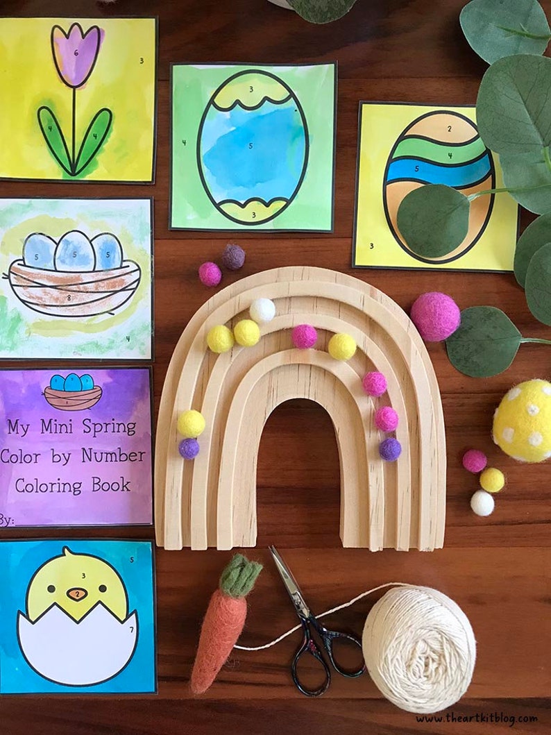 Mini Spring Color by Number Coloring Book, Spring Craft, Mini Spring ...