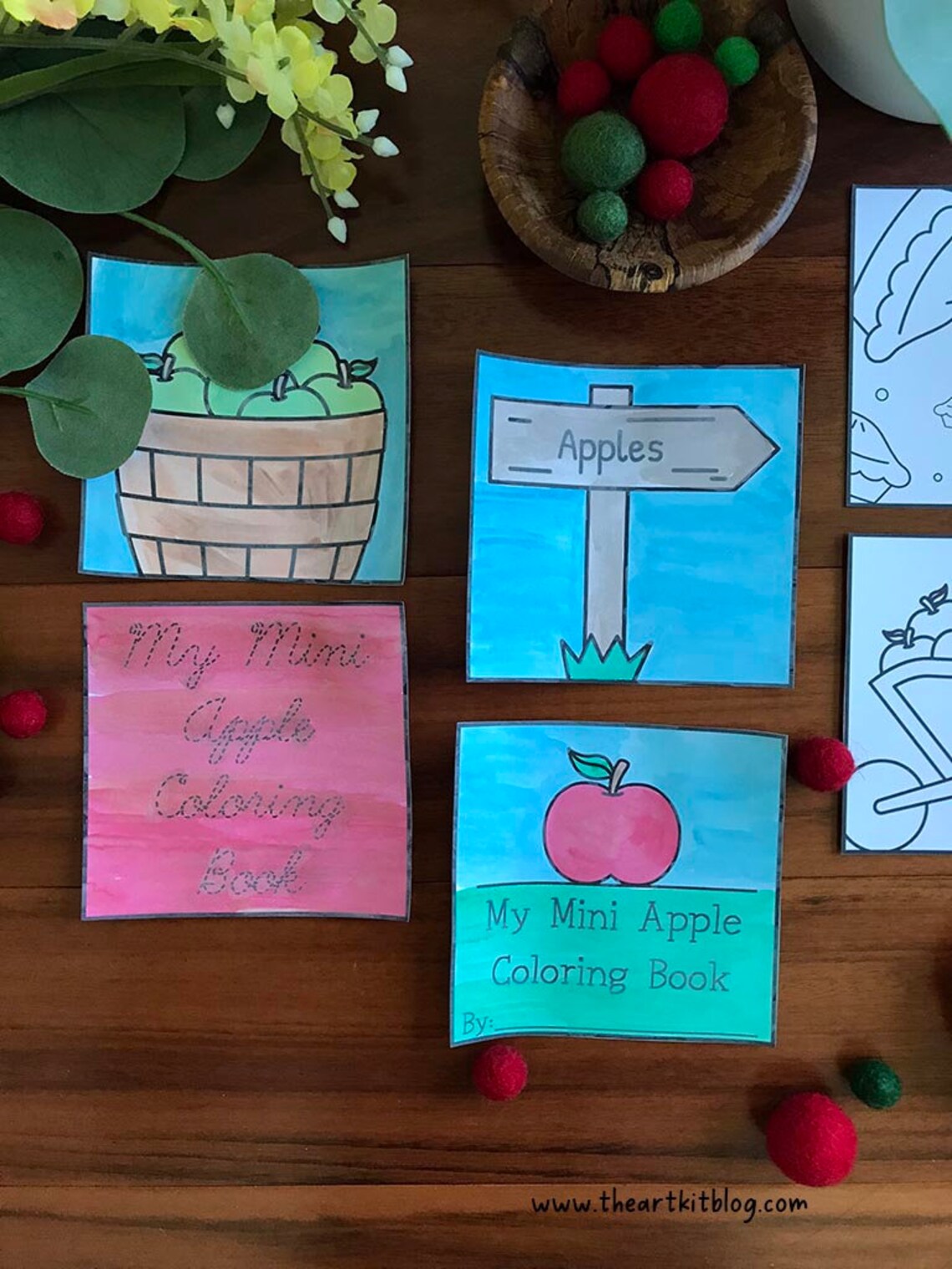 Mini Apple Coloring Book Mini Apple Coloring Pages Apple - Etsy