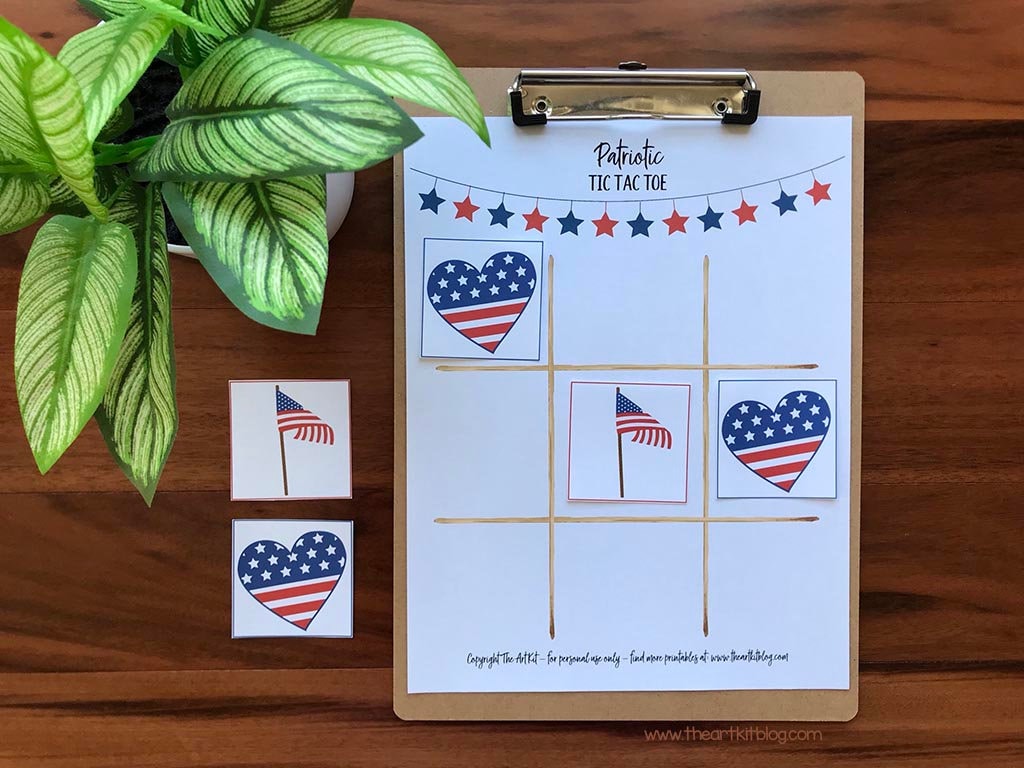 Patriotic Tic Tac Toe Printable Game, Labor Day, 4th of July, America ...
