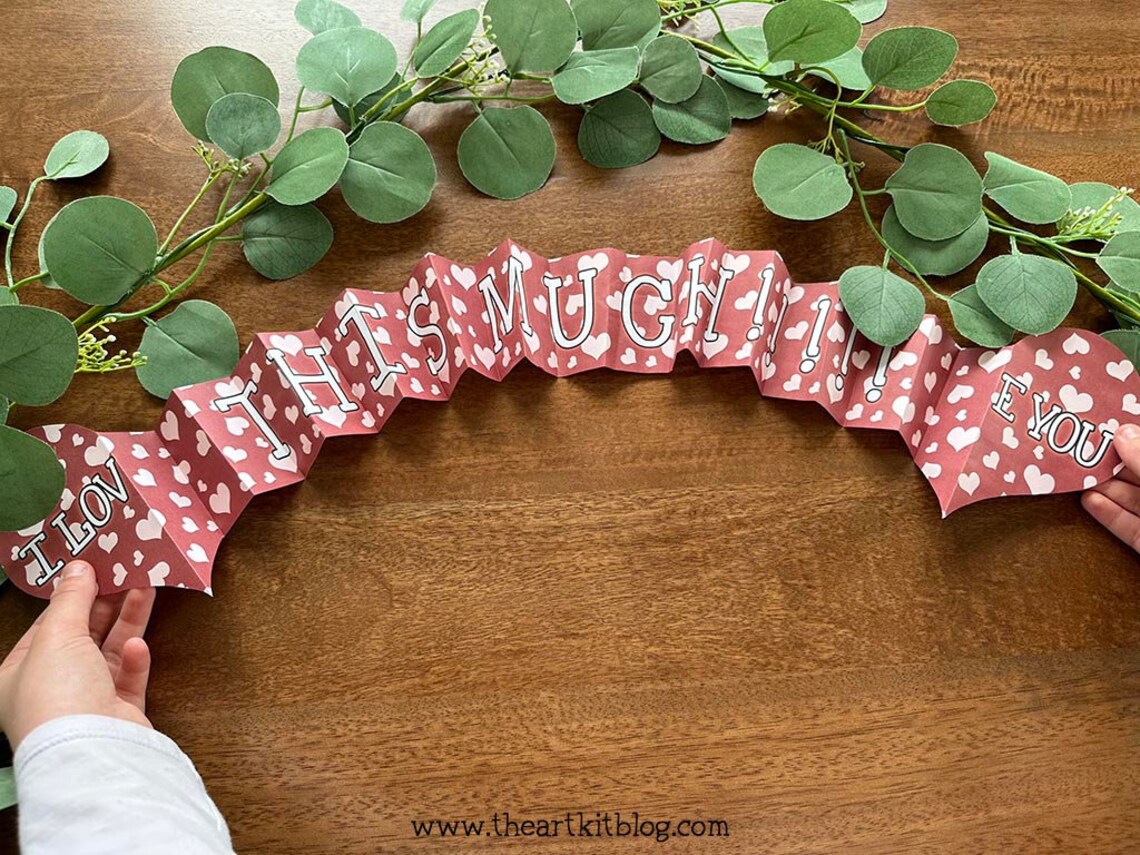 GIANT Accordion Fold Heart Card, I Love You This Much, Valentine's Day ...