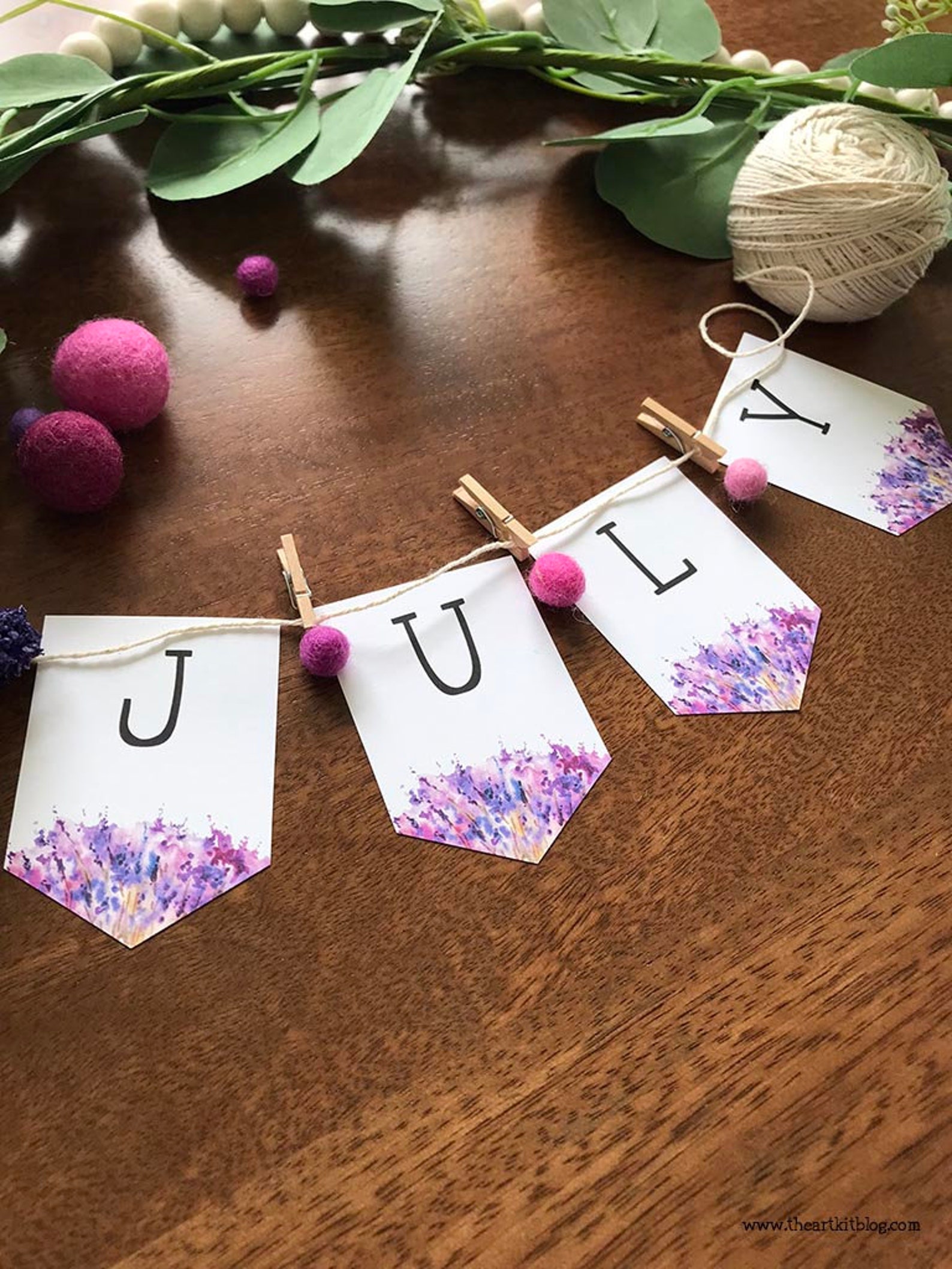 July Banner Printable, July Printable Wall Art, Summer Printable ...