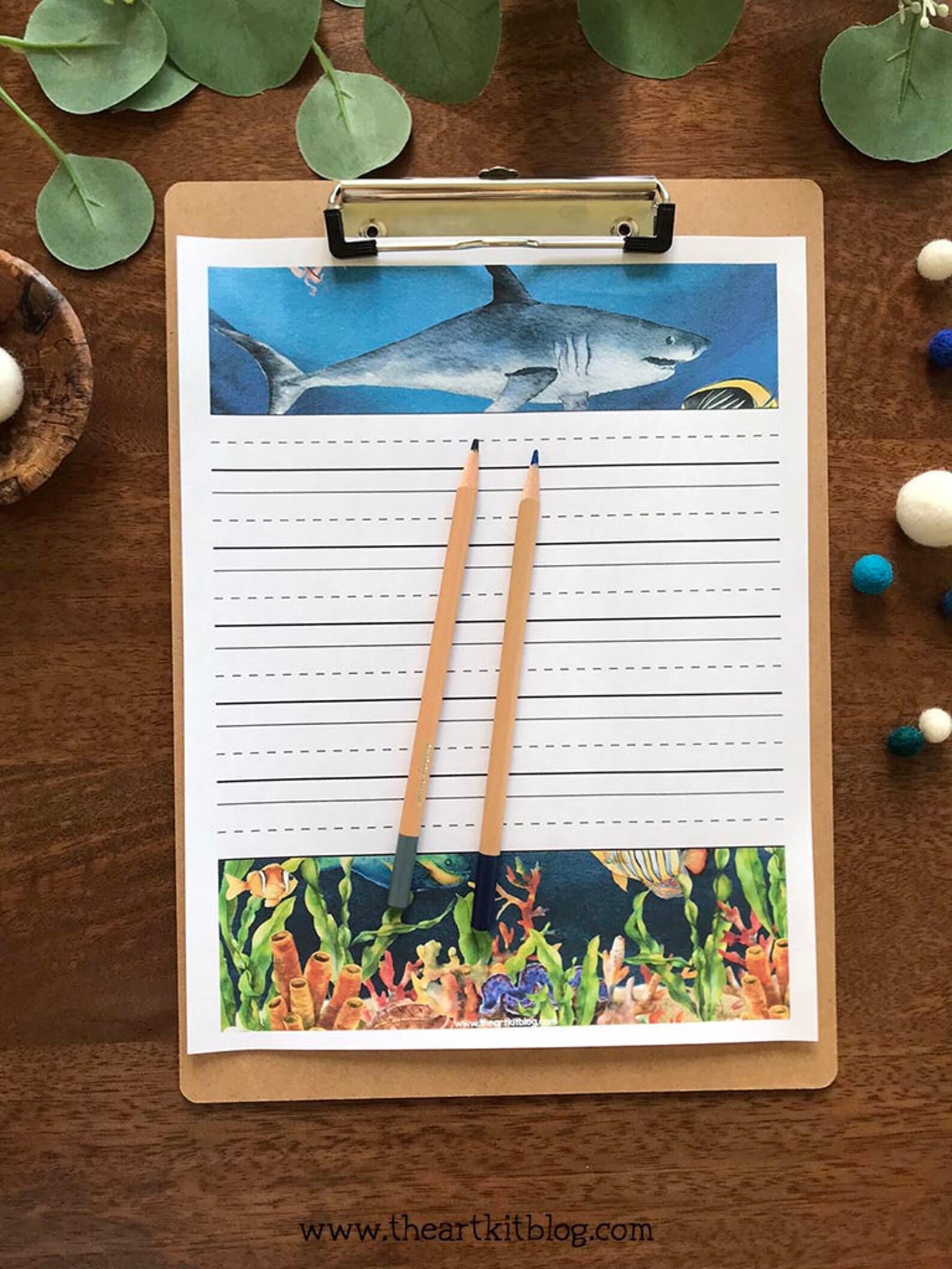 Printable Lined Paper With Sharks Notebooking Pages School - Etsy