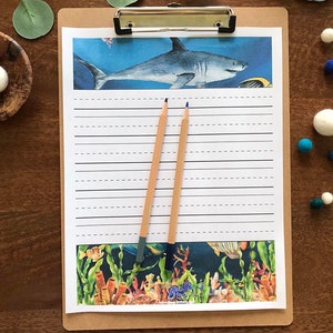 Printable Lined Paper With Sharks, Notebooking Pages, School Lined ...