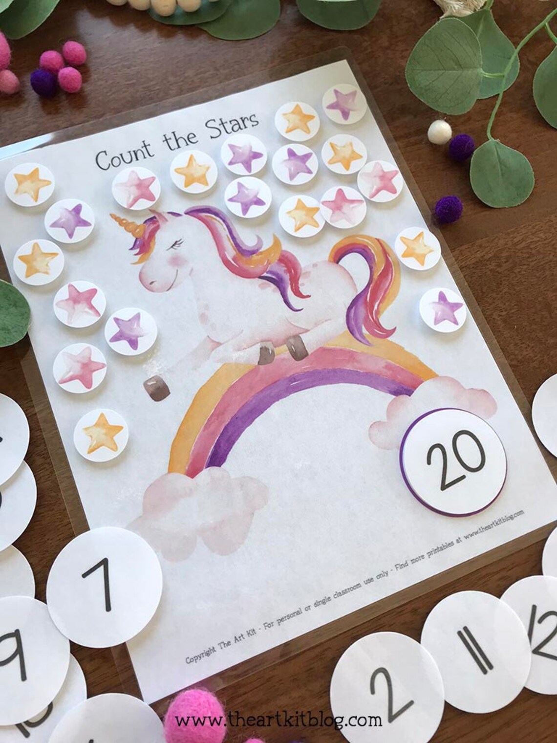 Unicorn Rainbow Numbers Printable Count the Stars in the Sky - Etsy