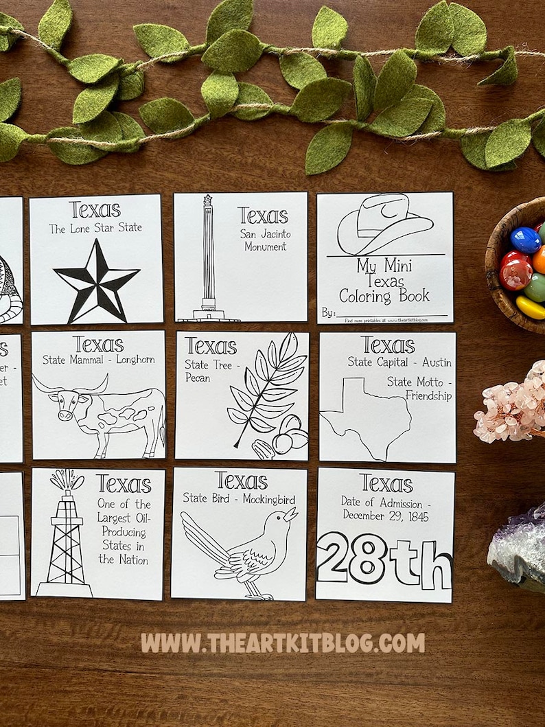 Mini TEXAS Coloring Pages, 50 States Coloring Page, USA Homeschool ...