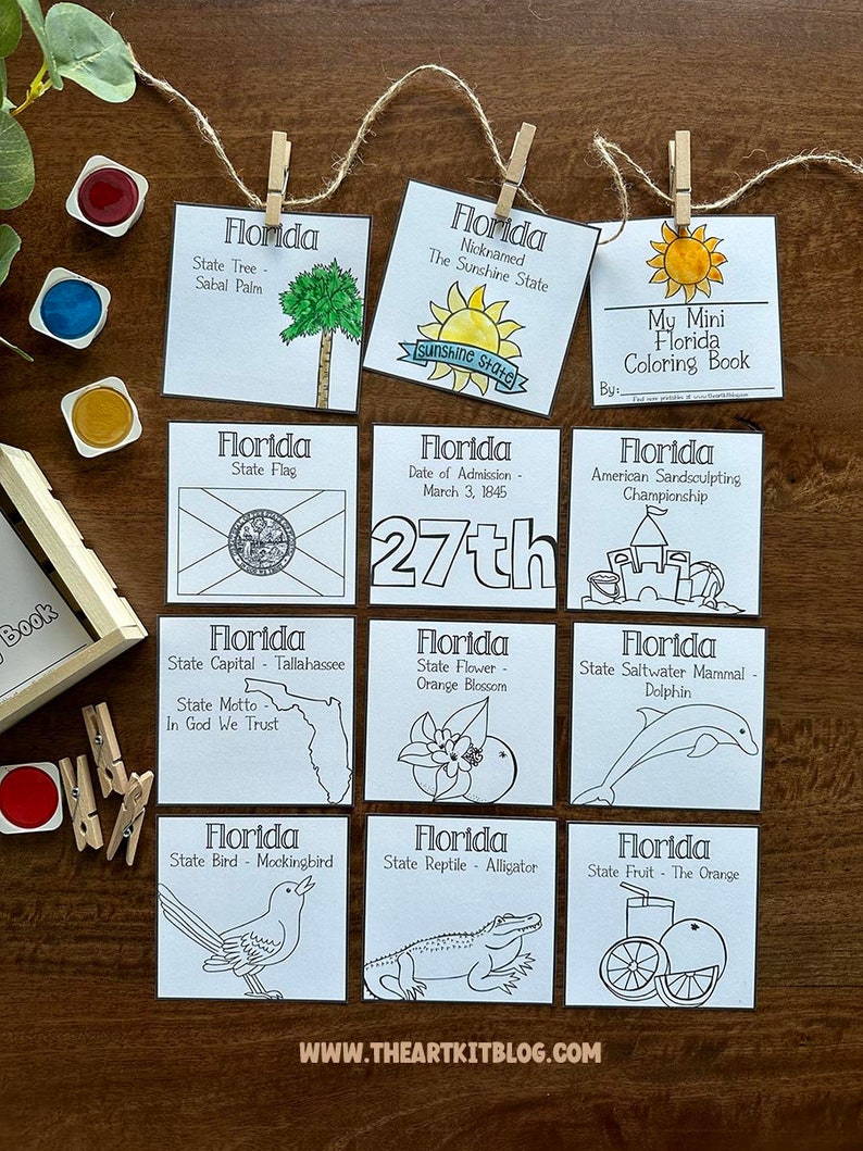 Mini FLORIDA Coloring Pages, 50 States Coloring Page, USA Homeschool ...