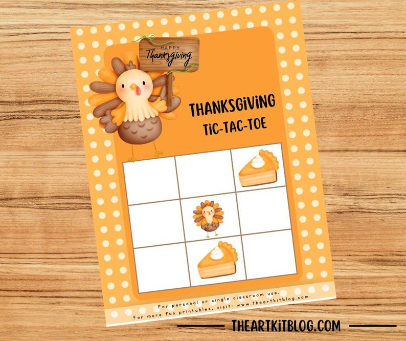 Thanksgiving Tic Tac Toe Printable Game, Fall Game, Printable Game for ...