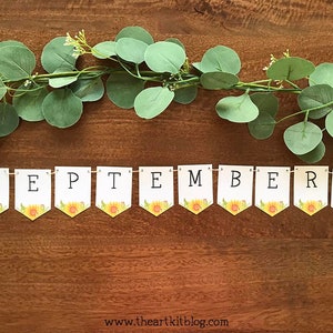 September Banner Printable, September Wall Art, Summer Fall Printable ...