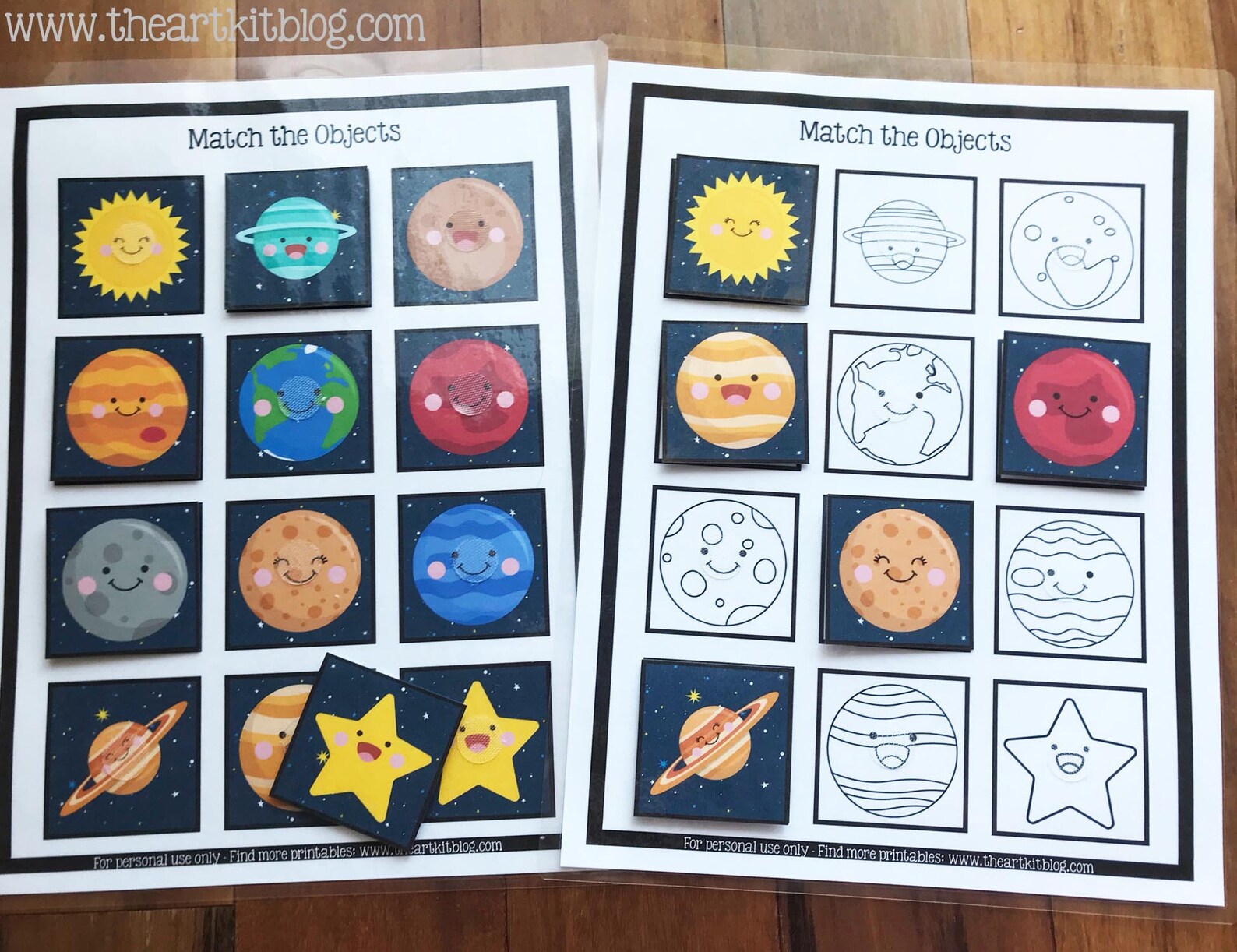 Solar System Space Matching Game Printable // Cute Kids Planets Match ...