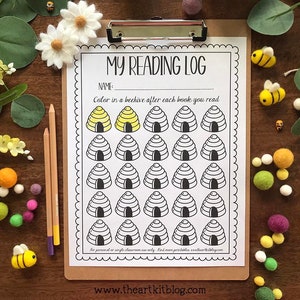 Bee Reading Logs for Kids, Coloring Pages, PDF, Track Reading Progress ...