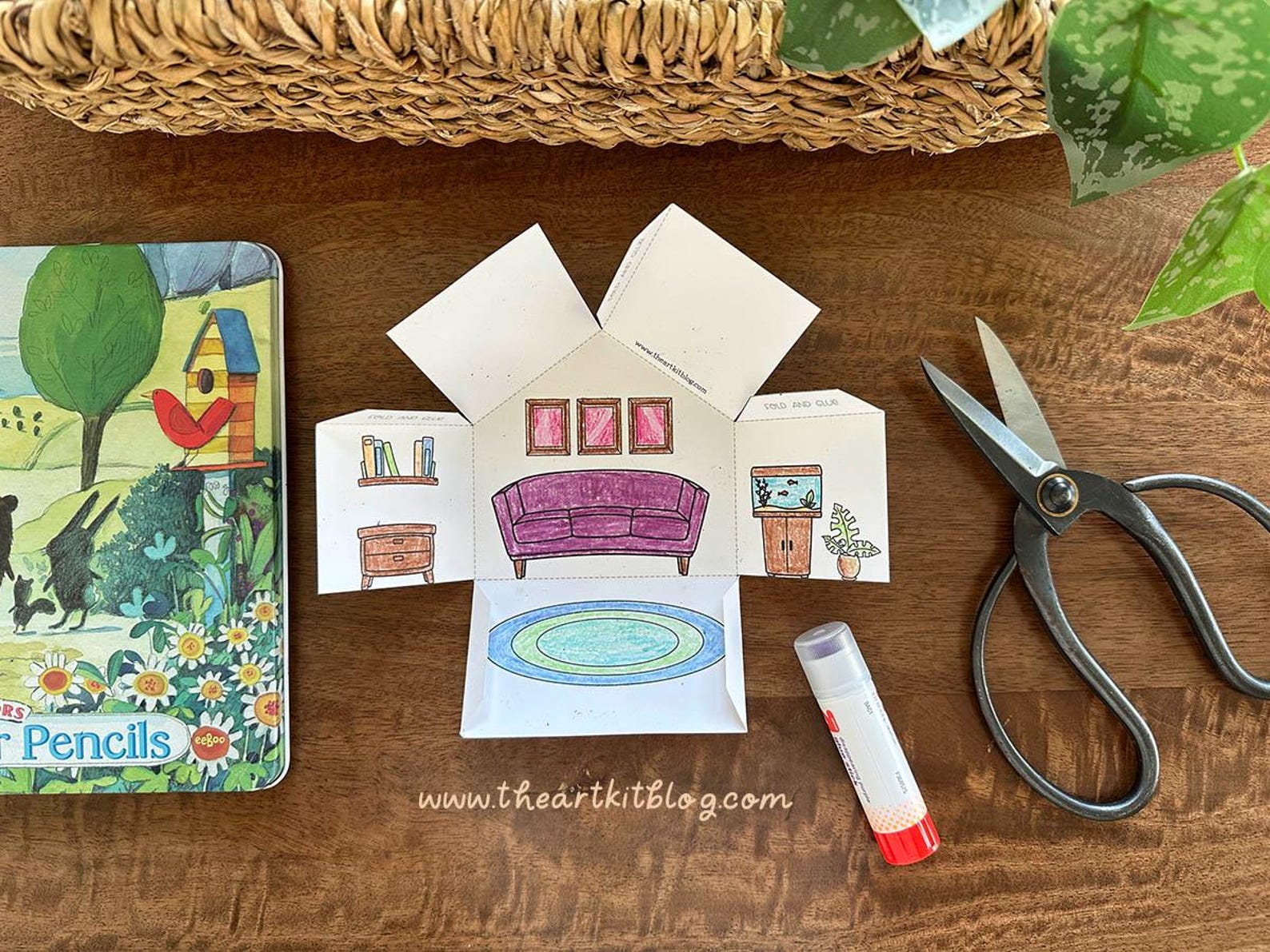 3D Box Printable, Mini Dollhouse Printable, 3D Living Room, Paper Craft ...