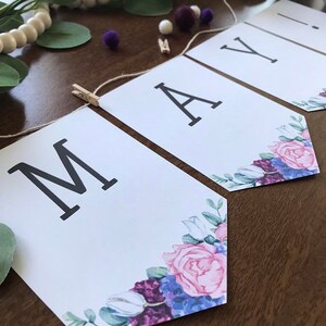 May Banner Printable Flowers, May Printable Wall Art, Spring Printable ...