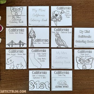 Mini CALIFORNIA Coloring Pages, 50 States Coloring Page, USA Homeschool ...