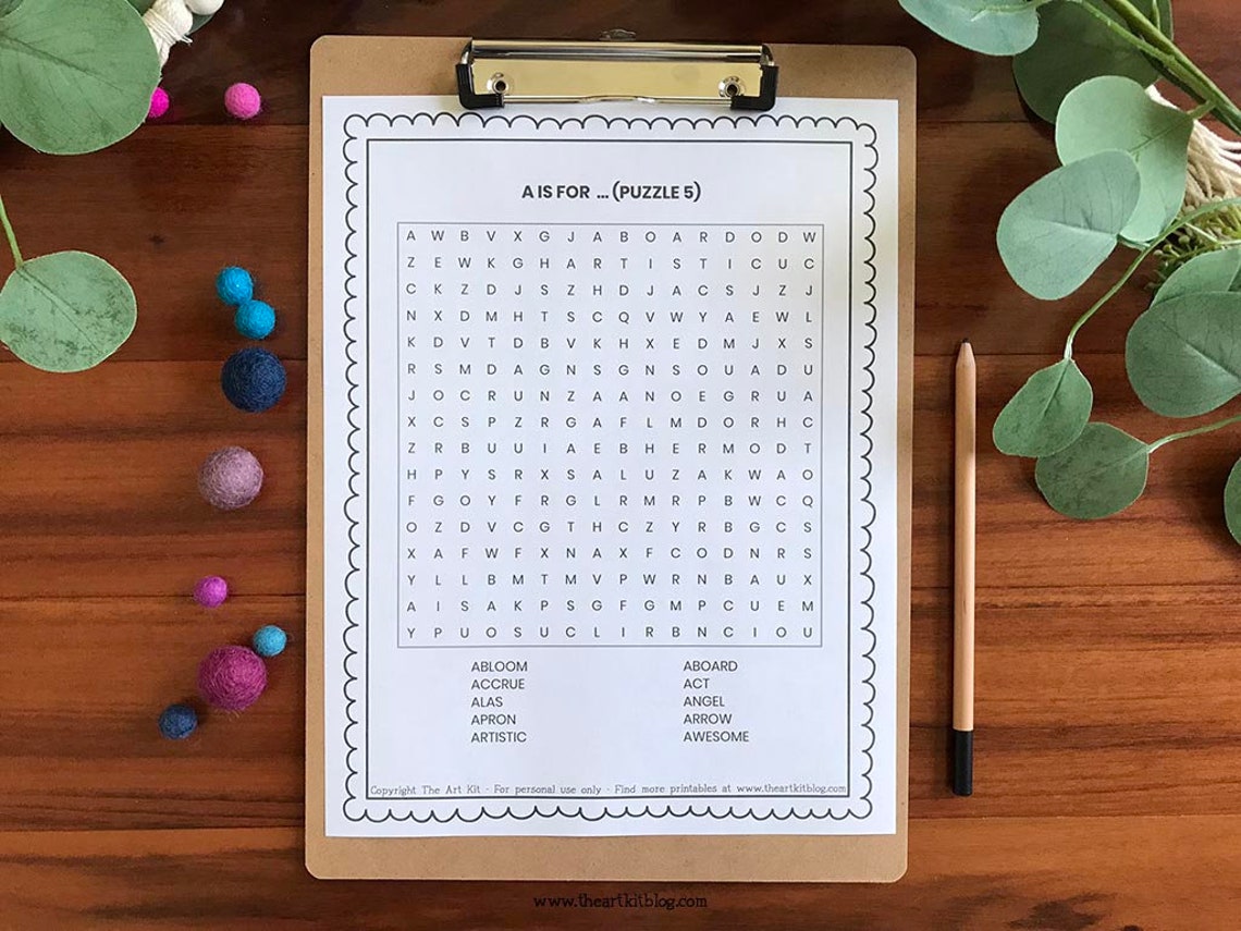 Letter A Word Search Printable, Printable Games, Homeschool Printable ...