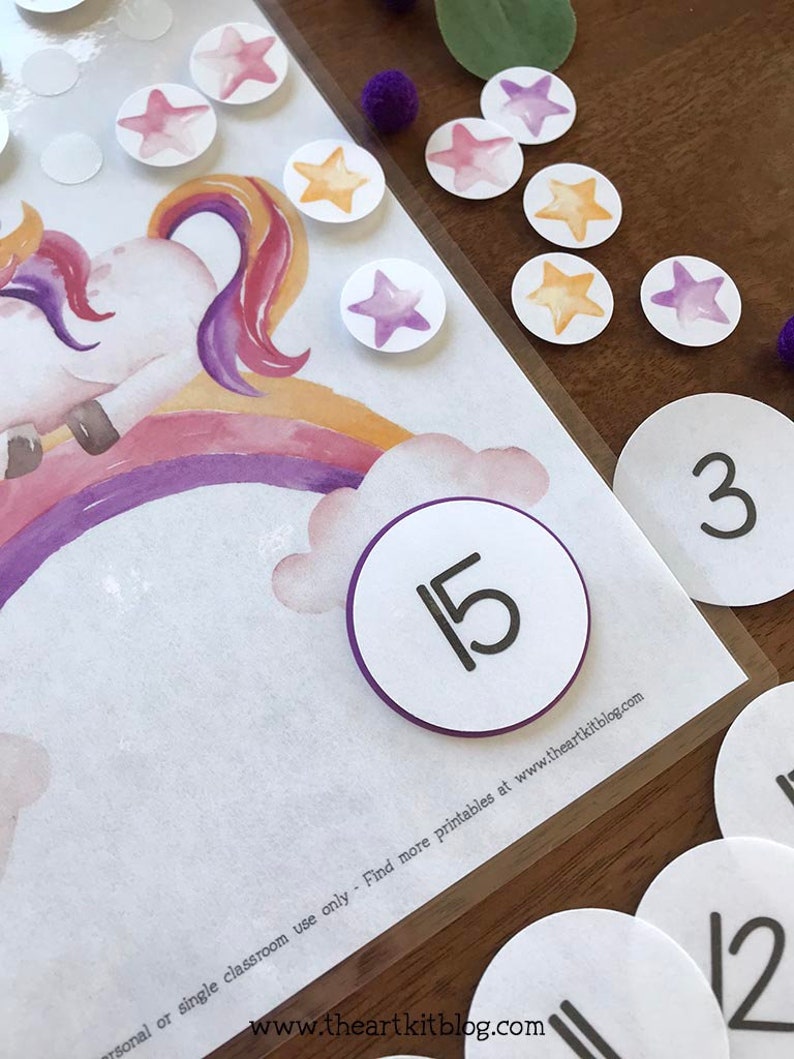 Unicorn Rainbow Numbers Printable Count the Stars in the Sky - Etsy
