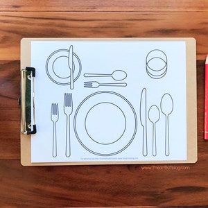 Table Setting Placemat Printables for Kids, Montessori Placemat ...