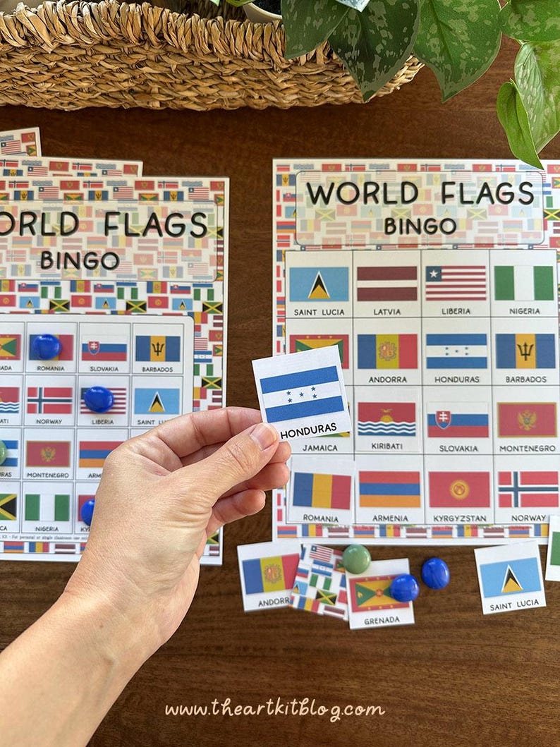 World Flags Bingo, Bingo Game Printable, Summer Games PDF, World Unit ...