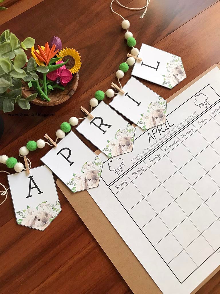 Undated Printable April Calendar, April Coloring Page, Organize ...