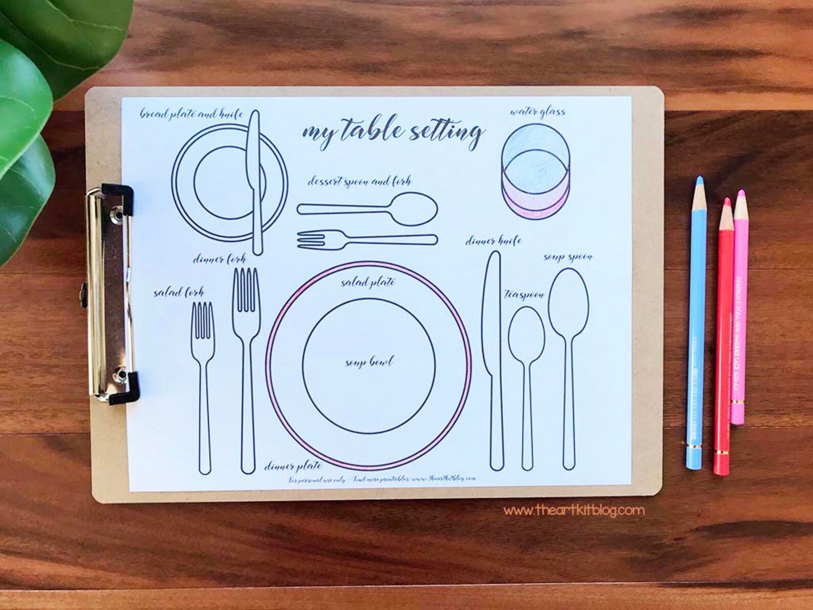 Table Setting Placemat Printables for Kids Montessori - Etsy