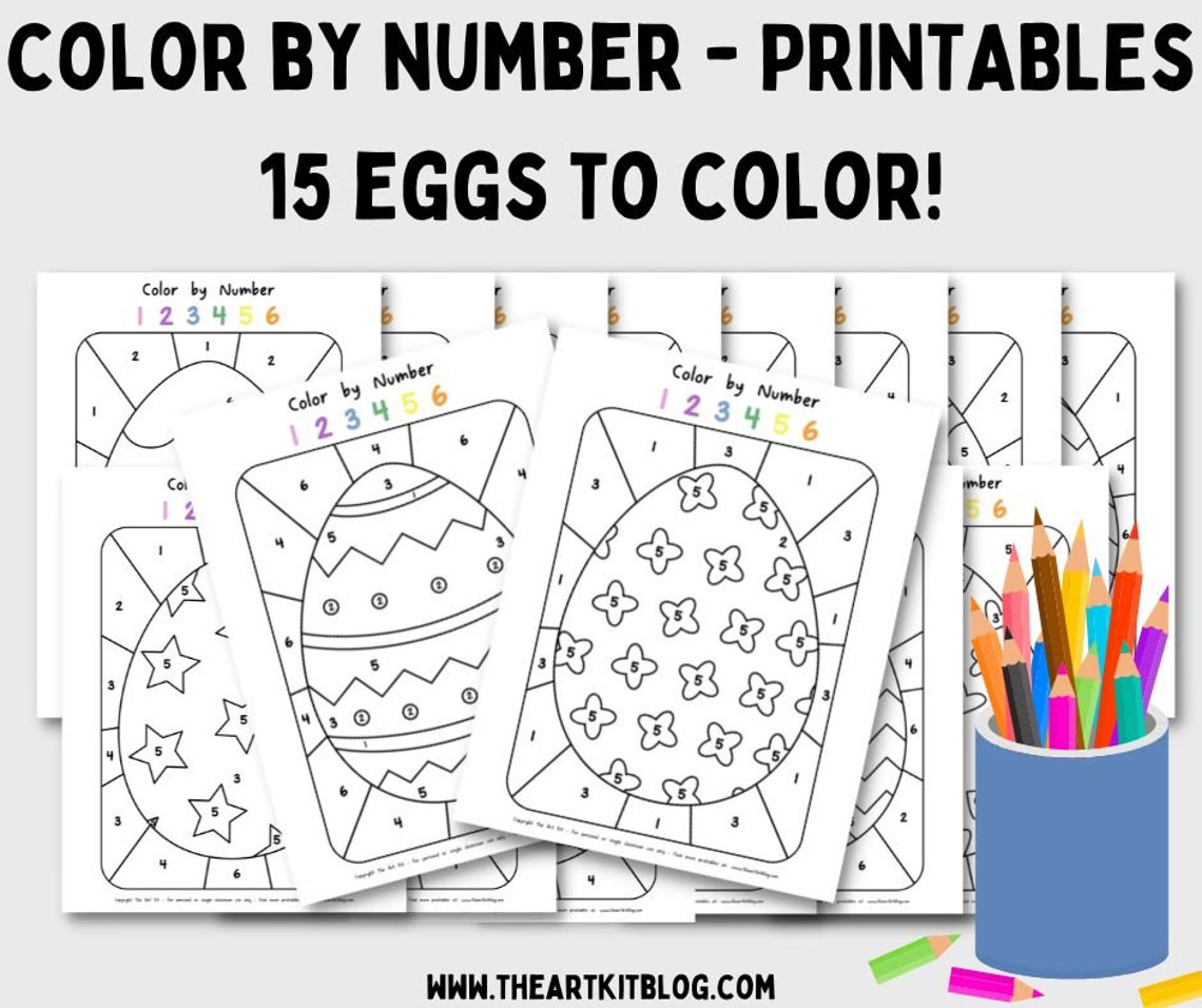 Easter Egg Color by Number Printables, Spring Worksheets for Kids - Etsy